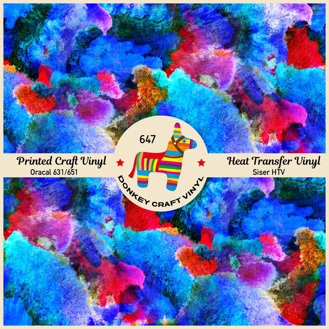 Watercolor Abstract Pattened Vinyl, Printed HTV, Iron on Vinyl, Glitter ...