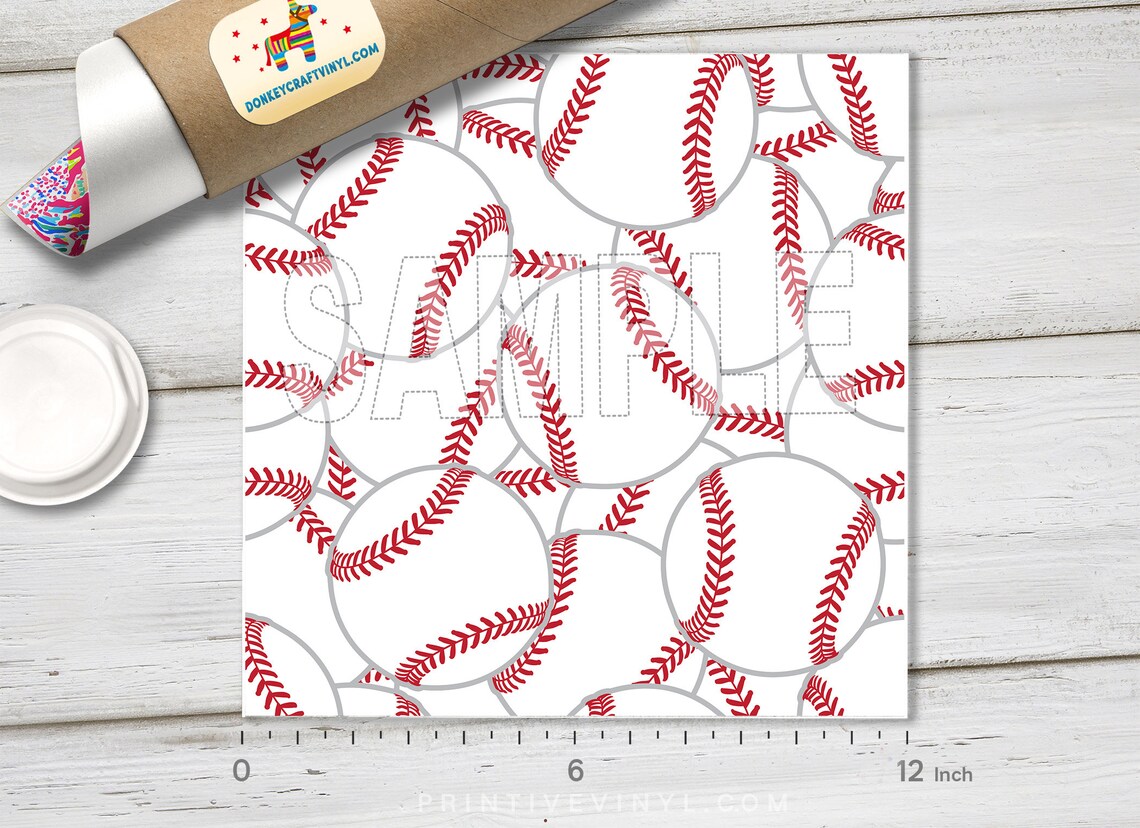 Baseball Pattern Printed HTV, Pattern Iron on Vinyl, Faux Leather, Puff ...