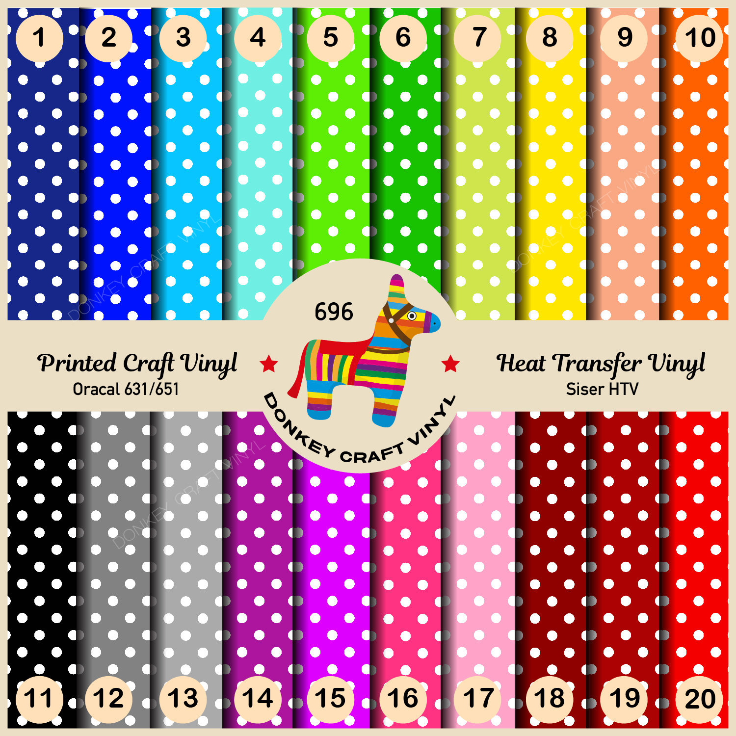 Colored Polka Dots Pattern HTV Printed Vinyl Glitter HTV - Etsy