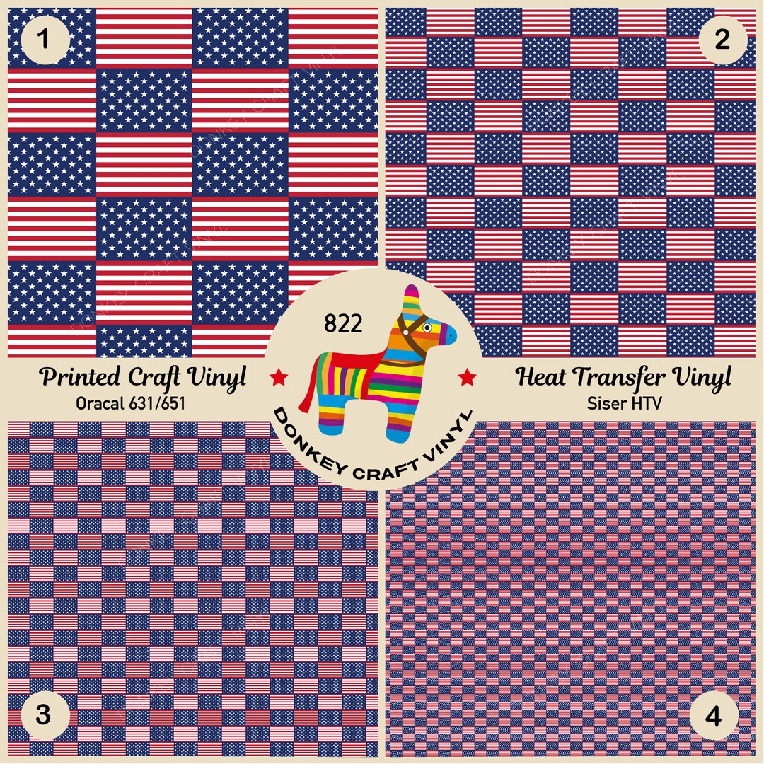American Flag Printed HTV Pattern Vinyl Glitter Patterned - Etsy