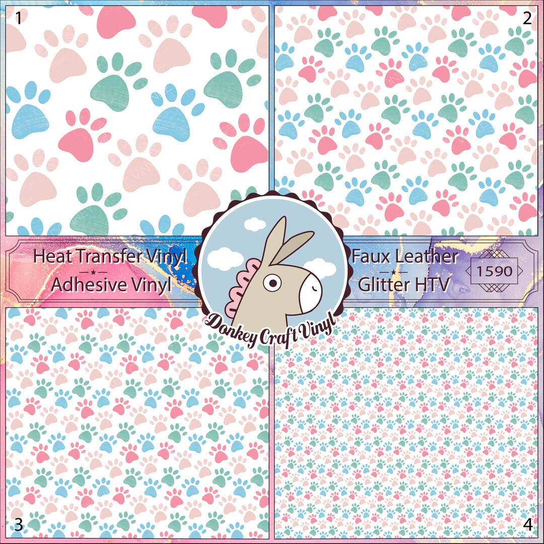 Dog Paw Printed Pattern HTV, Iron on Vinyl, Faux Leather, Puff Heat ...