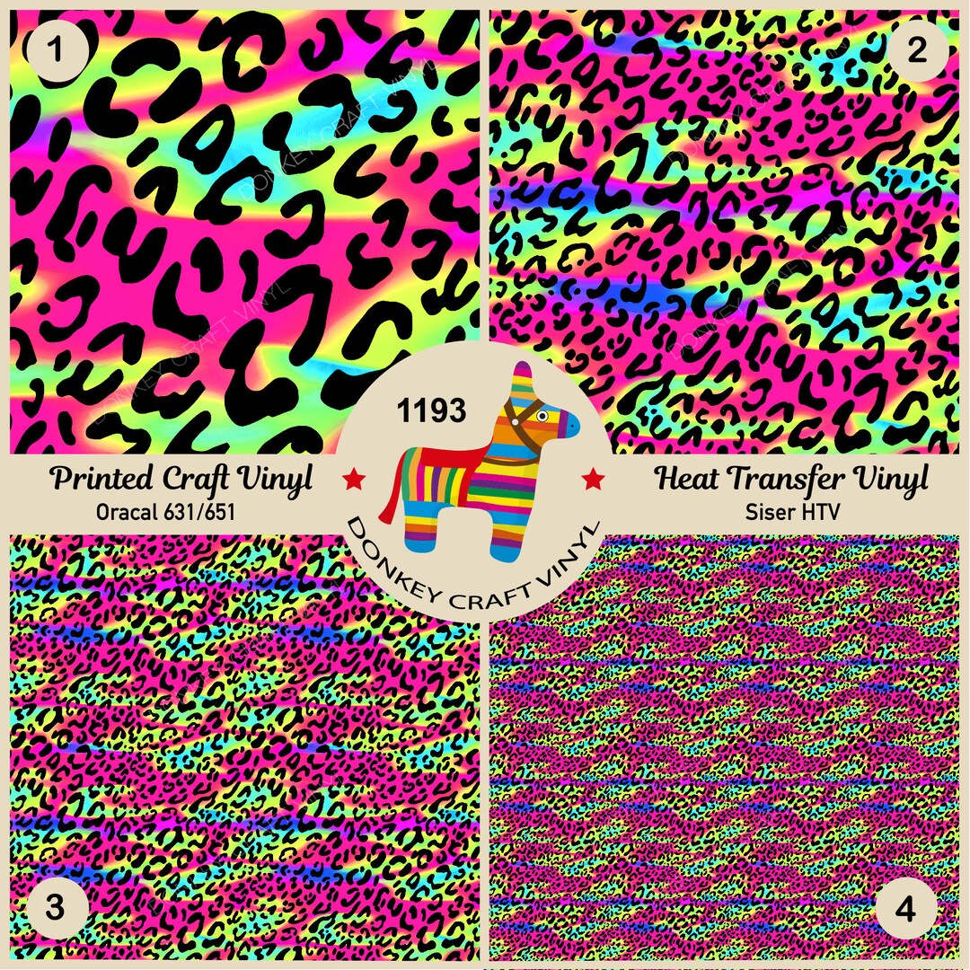 Rainbow Leopard Printed HTV, Iron on Vinyl, Patterned Vinyl, Glitter ...