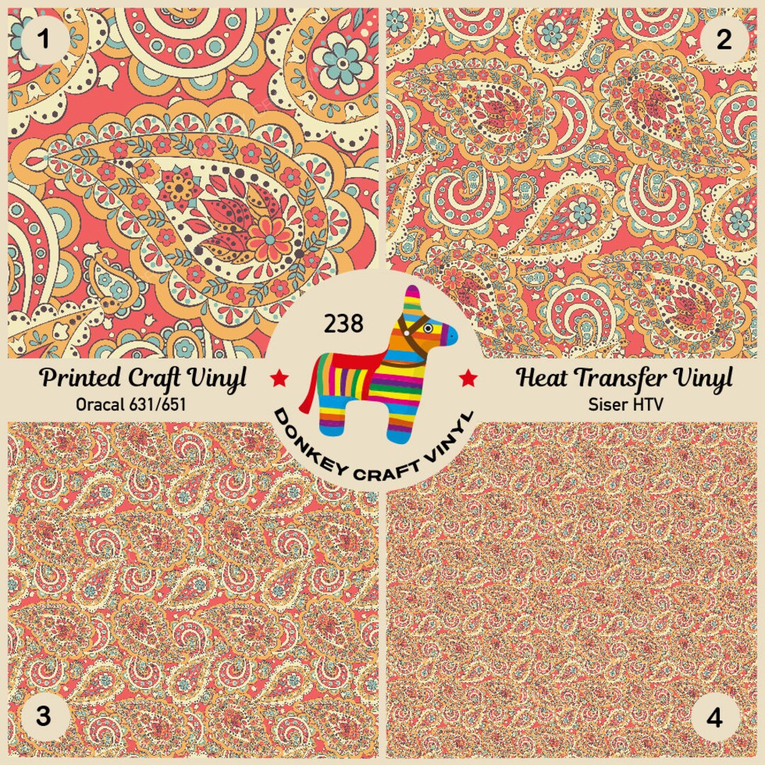 Paisley Floral Printed HTV, Pattern Vinyl, Iron on Vinyl, Glitter HTV ...