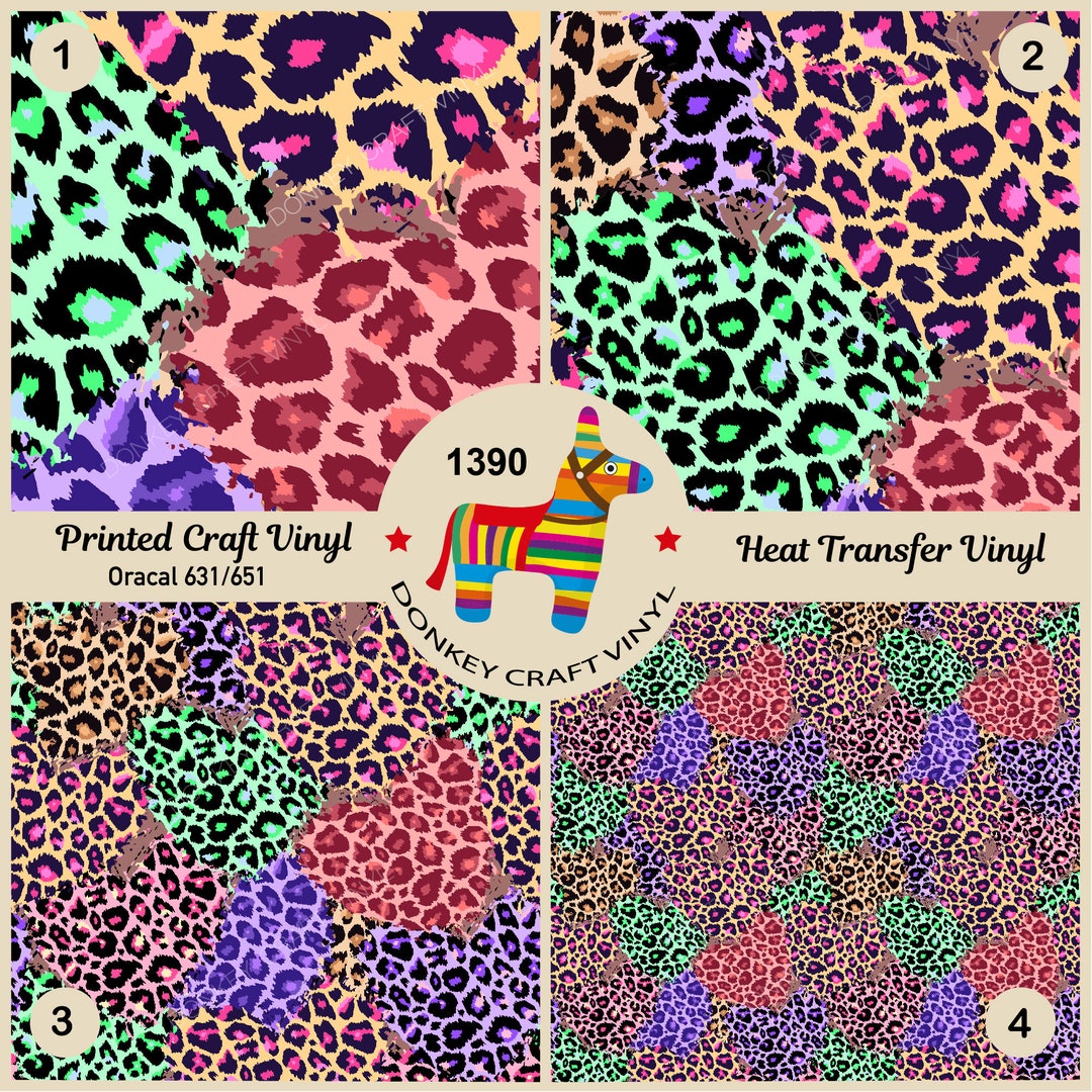 Mixed Color Leopard Patterned HTV, Iron on Vinyl, Faux Leather, Puff ...