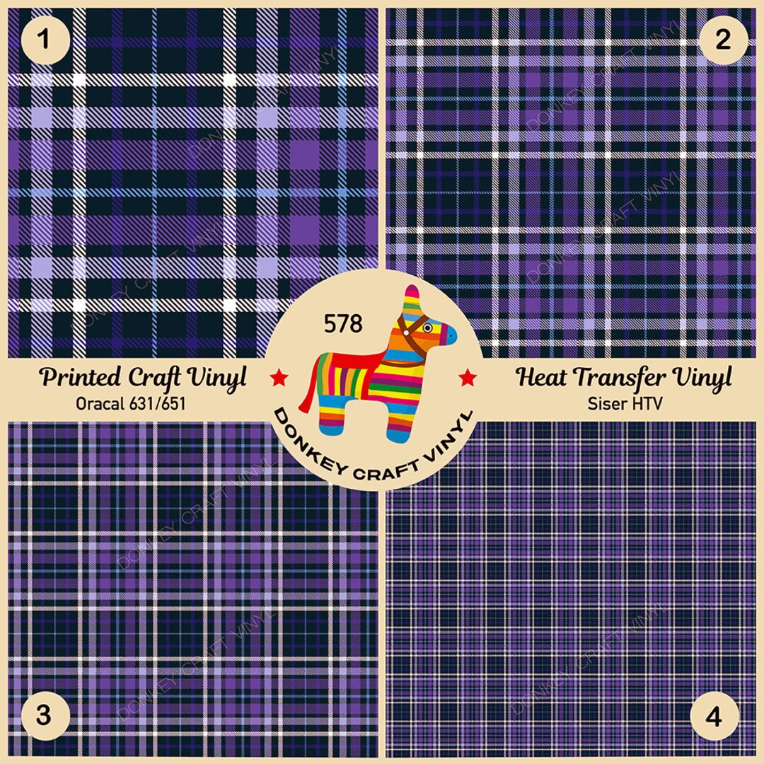 Blue Plaid Check Printed HTV, Pattern HTV, Pattern Vinyl, Faux Leather ...