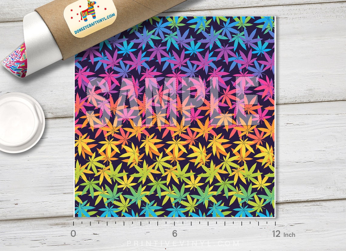 420 Rainbow Marijuana Background Printed HTV Pattern Vinyl | Etsy
