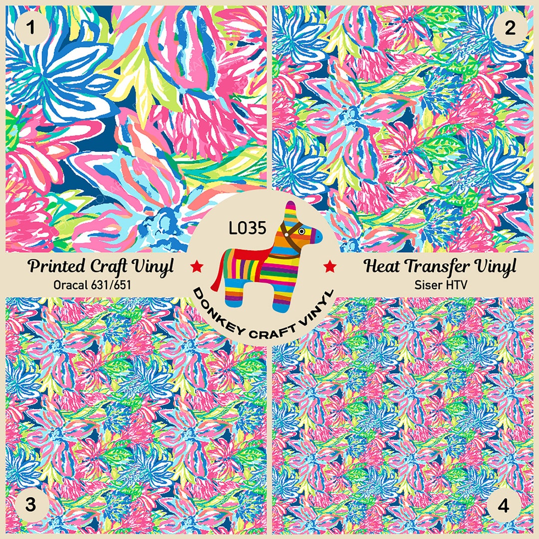 Summer Floral Pattern Vinyl, Glitter HTV, Patterned Iron on Vinyl, Faux Leather, Puff Heat ...
