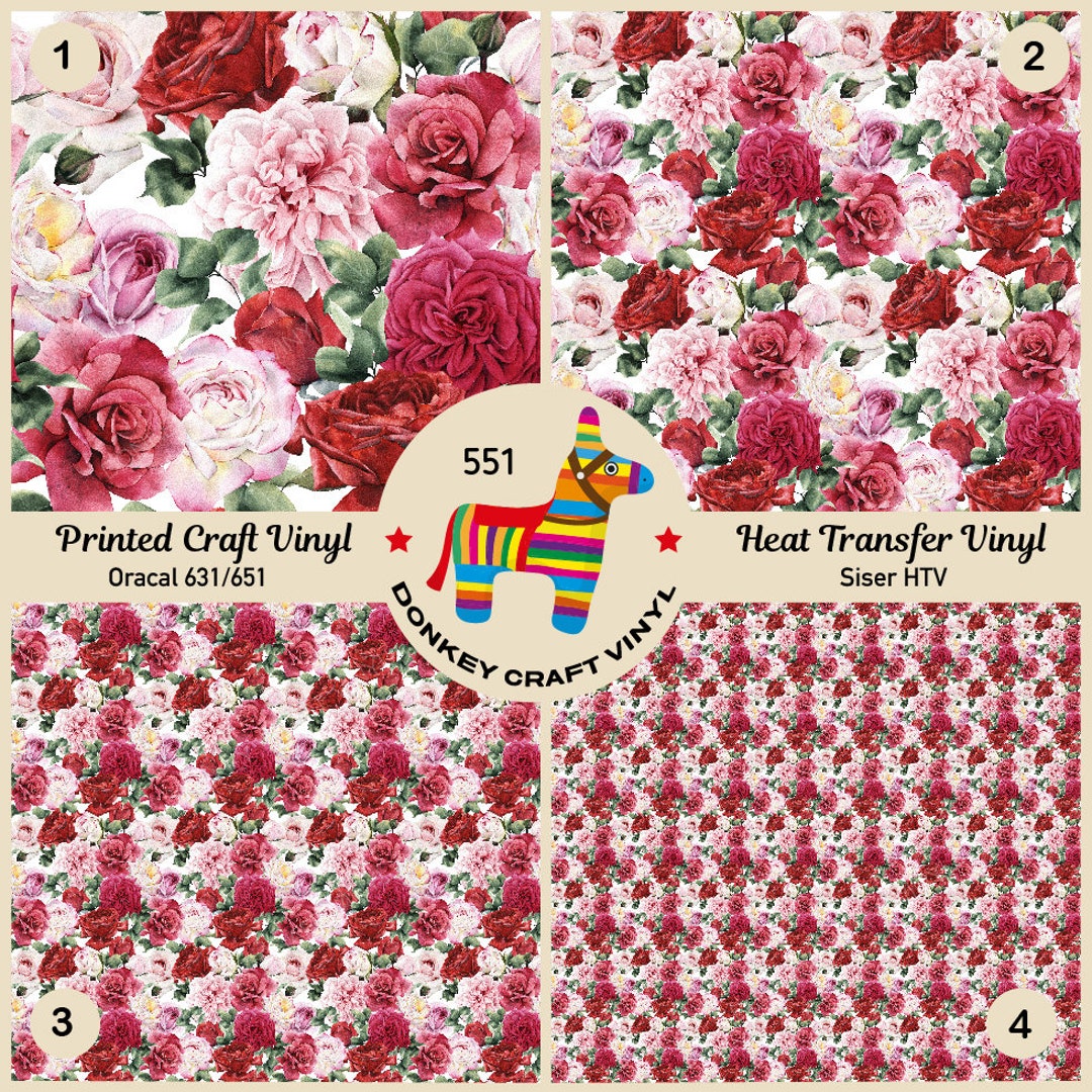 Watercolor Flowers Printed HTV, Pattern Vinyl, Iron on Vinyl, Glitter ...