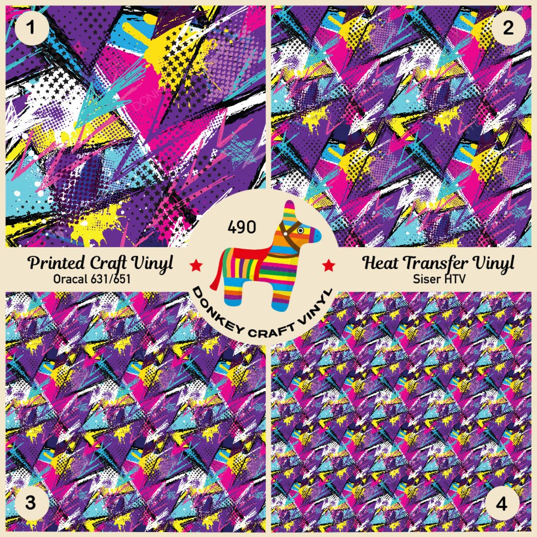 Abstract Urban Geometric Graffiti Printed HTV, Pattern Vinyl, Iron on ...