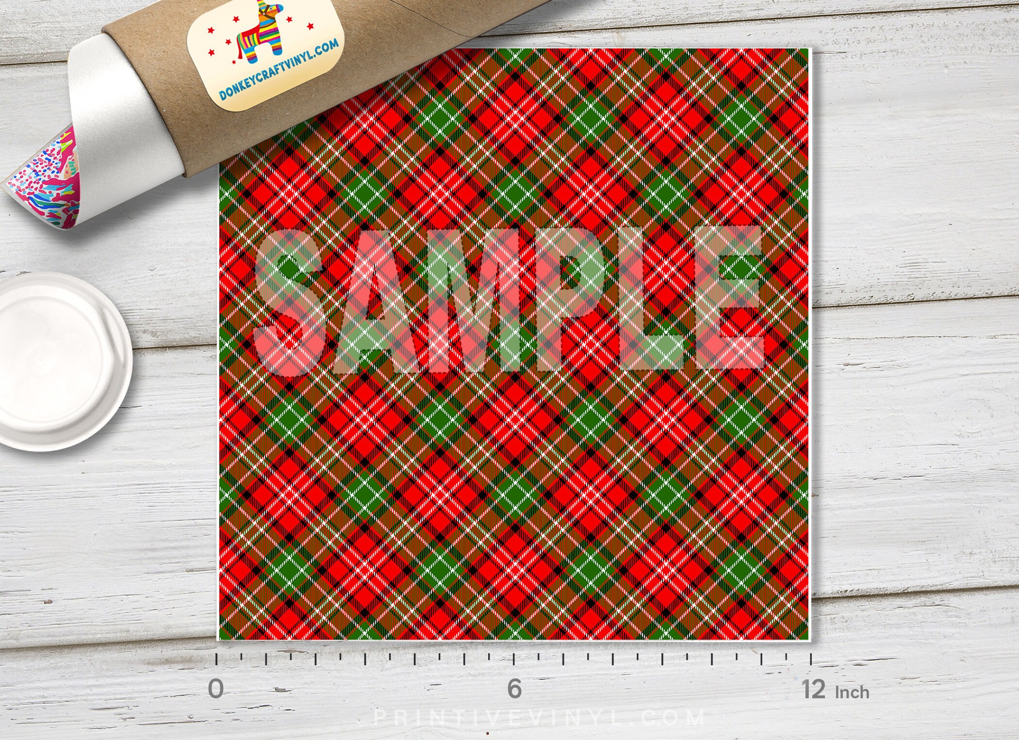 Christmas Tartan Plaid Printed HTV Pattern Vinyl Pattern | Etsy