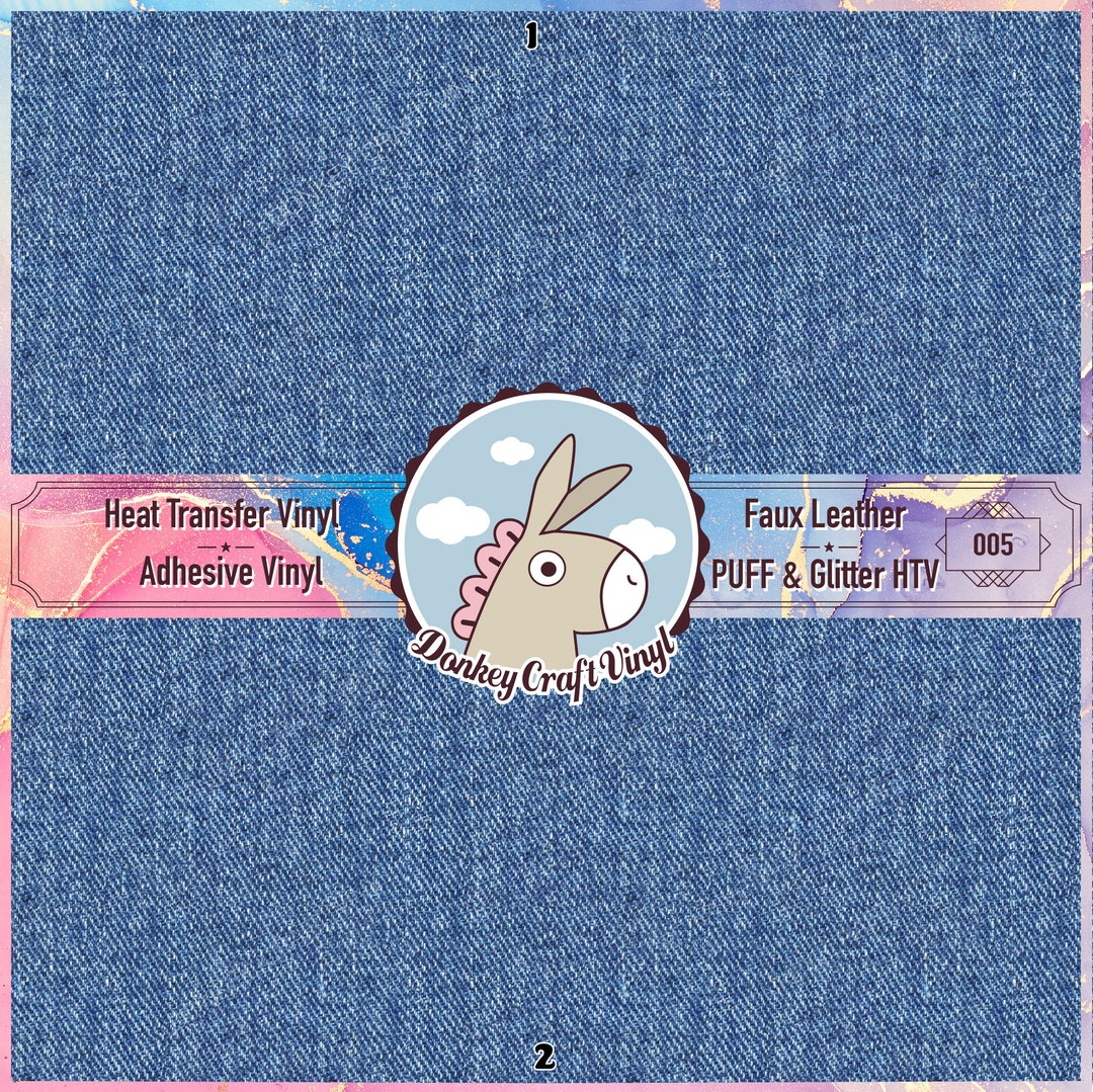 Blue Denim Printed HTV, Pattern Vinyl, Iron on Vinyl, Faux Leather ...