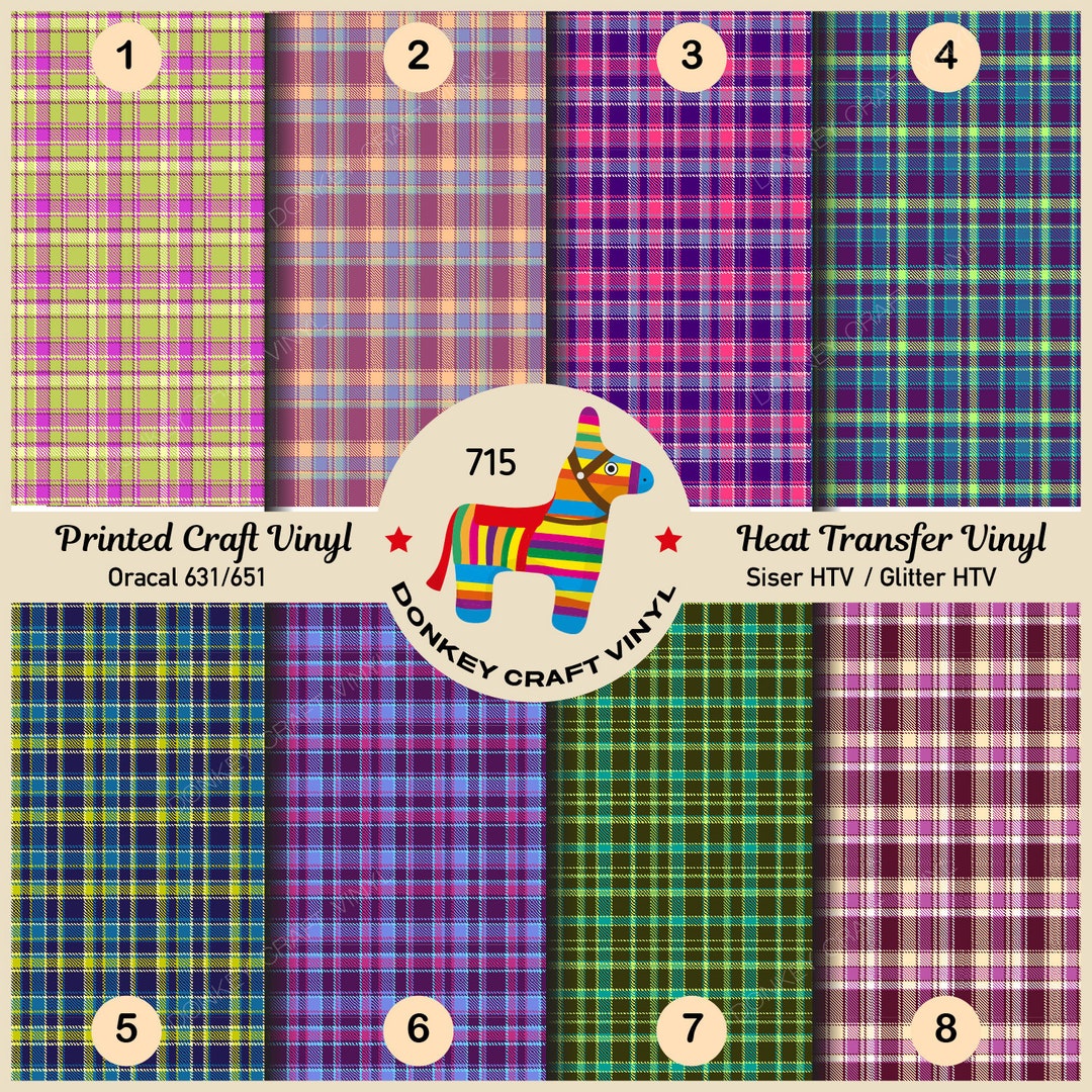 Colorful Checkered Plaid, Tartan Printed HTV, Pattern HTV, Pattern ...