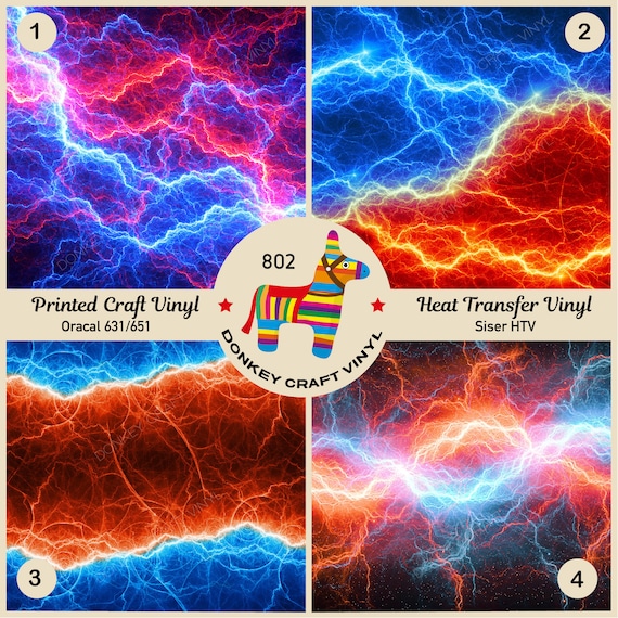 Electric Lightning Pattern Printed HTV Glitter Pattern Vinyl | Etsy