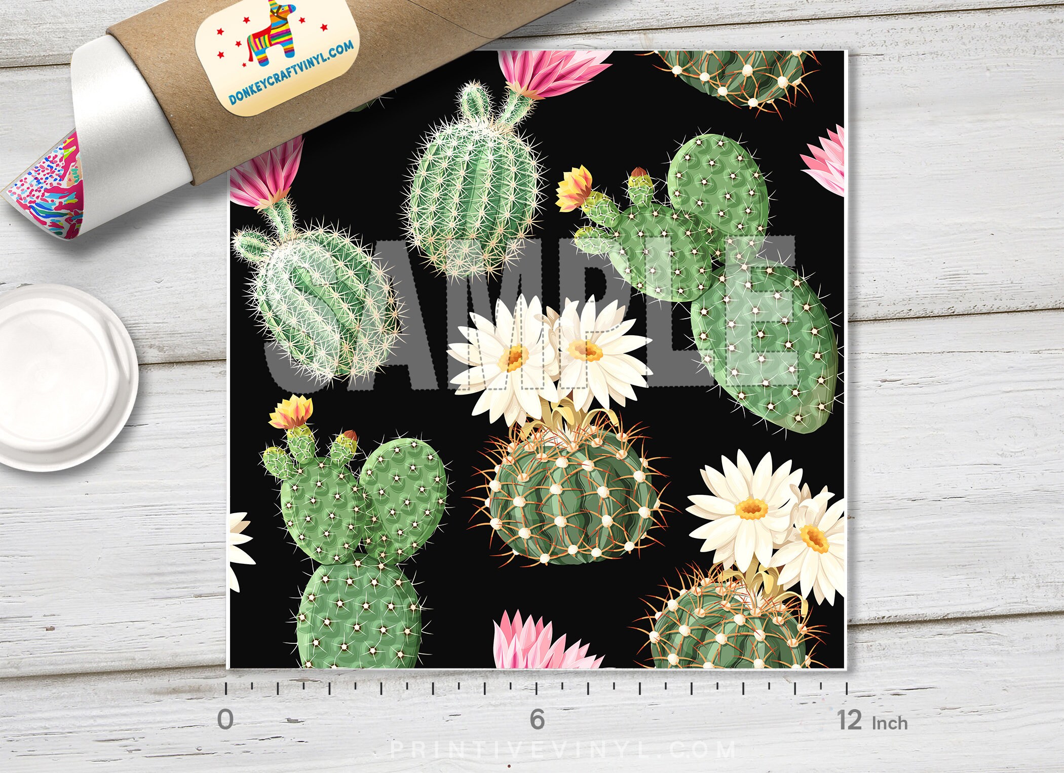 Cactus and Flowers Printed HTV Pattern Vinyl Glitter HTV - Etsy