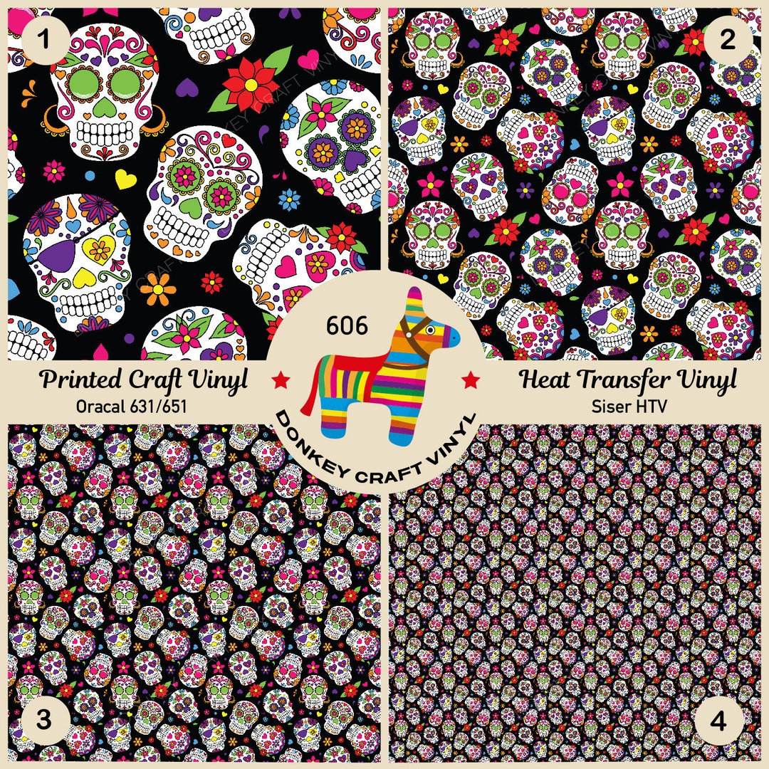 Halloween Sugar Skull Printed HTV, Pattern HTV, Pattern Vinyl, Iron on ...