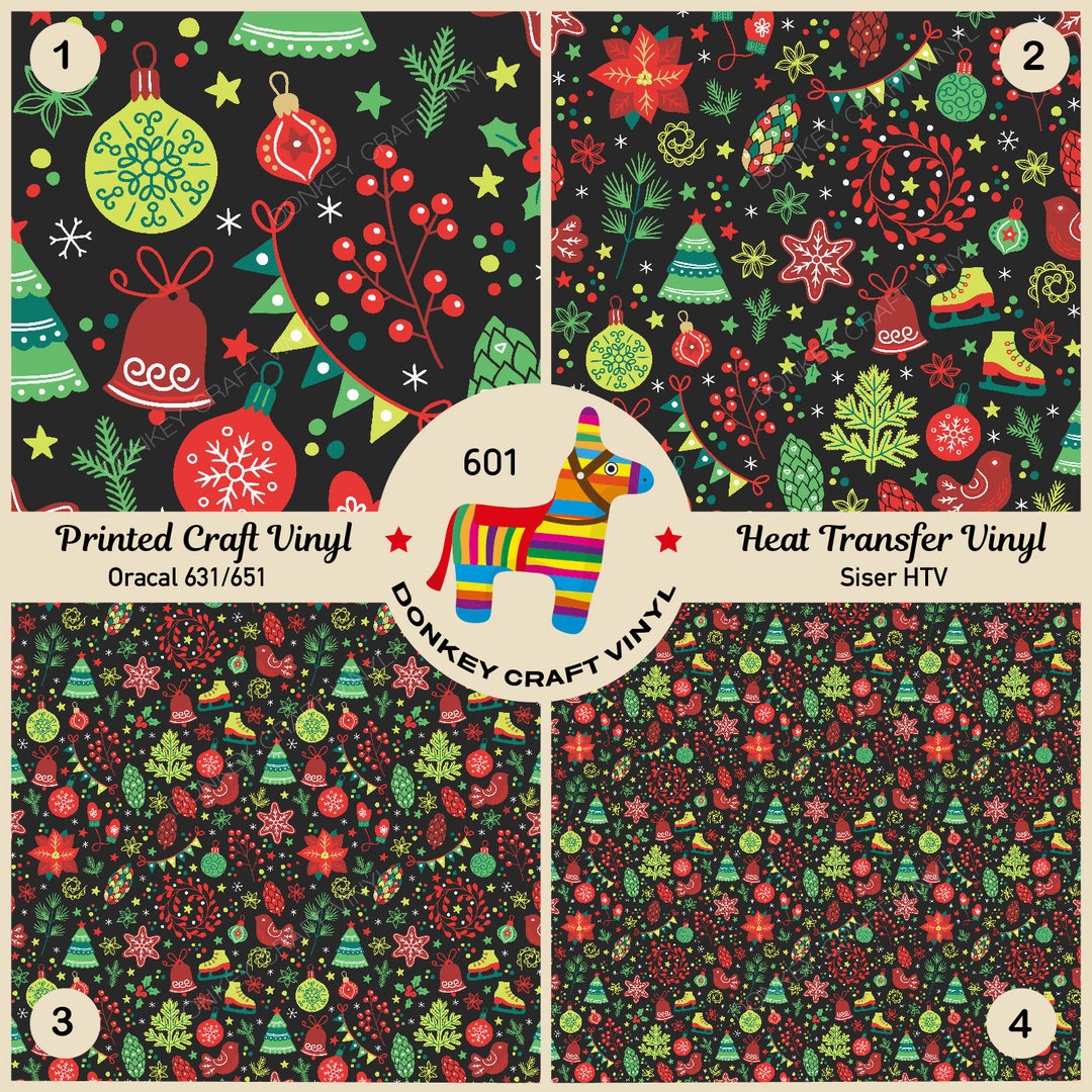 Christmas Holiday Printed HTV, Pattern Vinyl, Faux Leather, Puff Heat ...