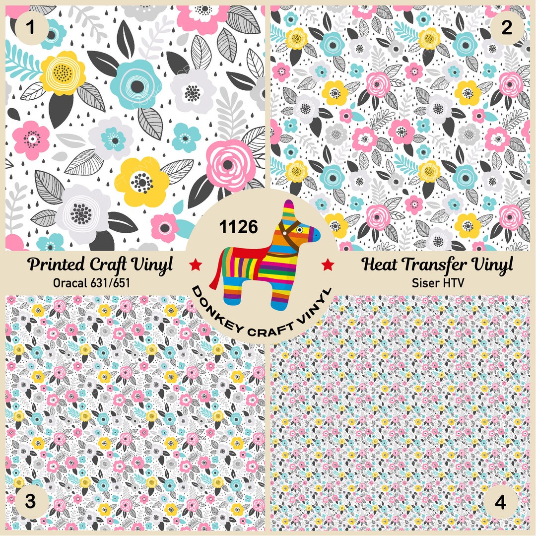 Cute Small Flower Printed Vinyl, Pattern Vinyl, Glitter HTV, Iron on ...