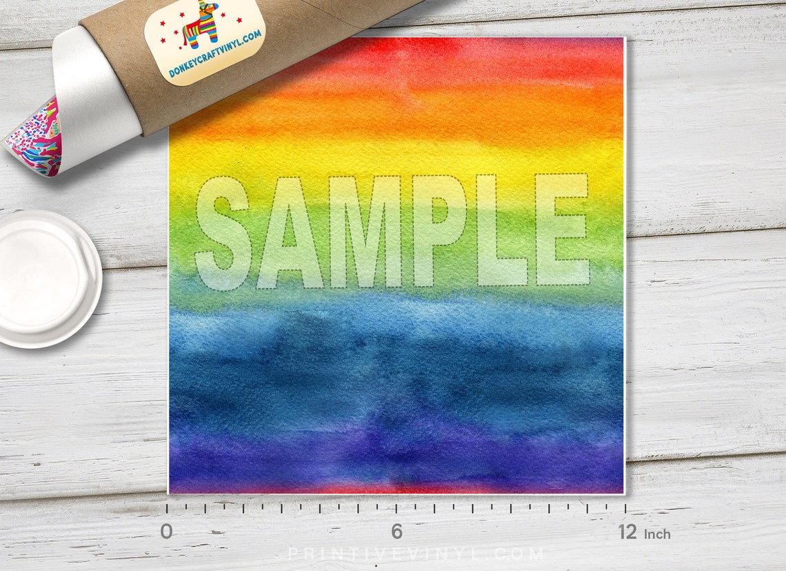 Rainbow Watercolor Printed HTV Pattern Vinyl Siser Heat | Etsy