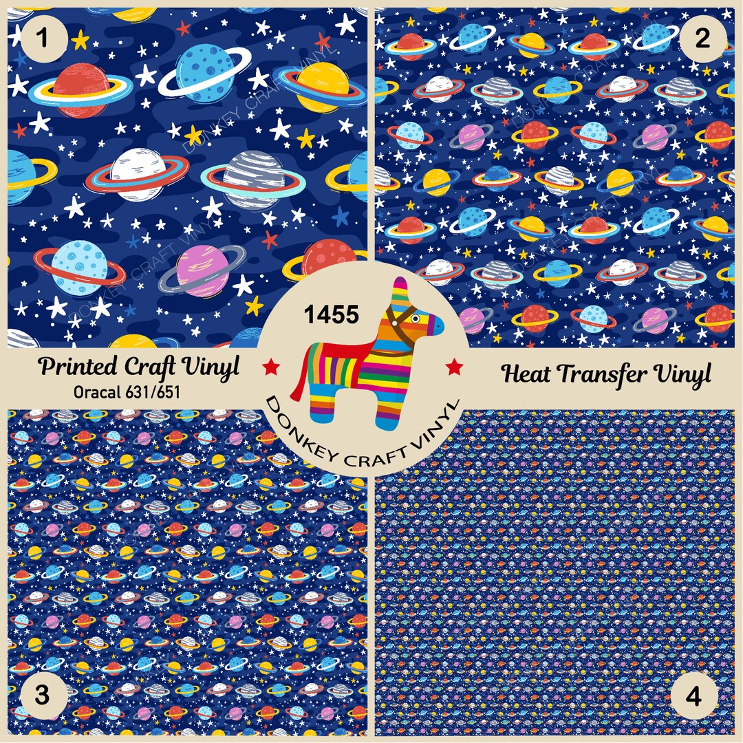 Celestial Planets, Earth, Stars Pattern Printed HTV, Patterned Vinyl ...