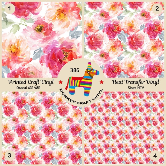 Watercolor Bloom Flowers Printed HTV Pattern Vinyl Iron on | Etsy