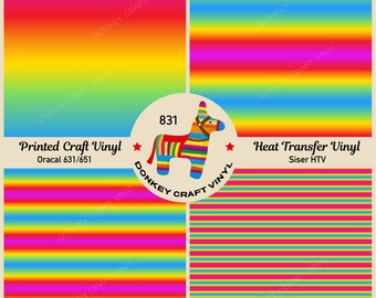 Rainbow Gradient Vinyl Sheets Printed Pattern HTV Iron on - Etsy