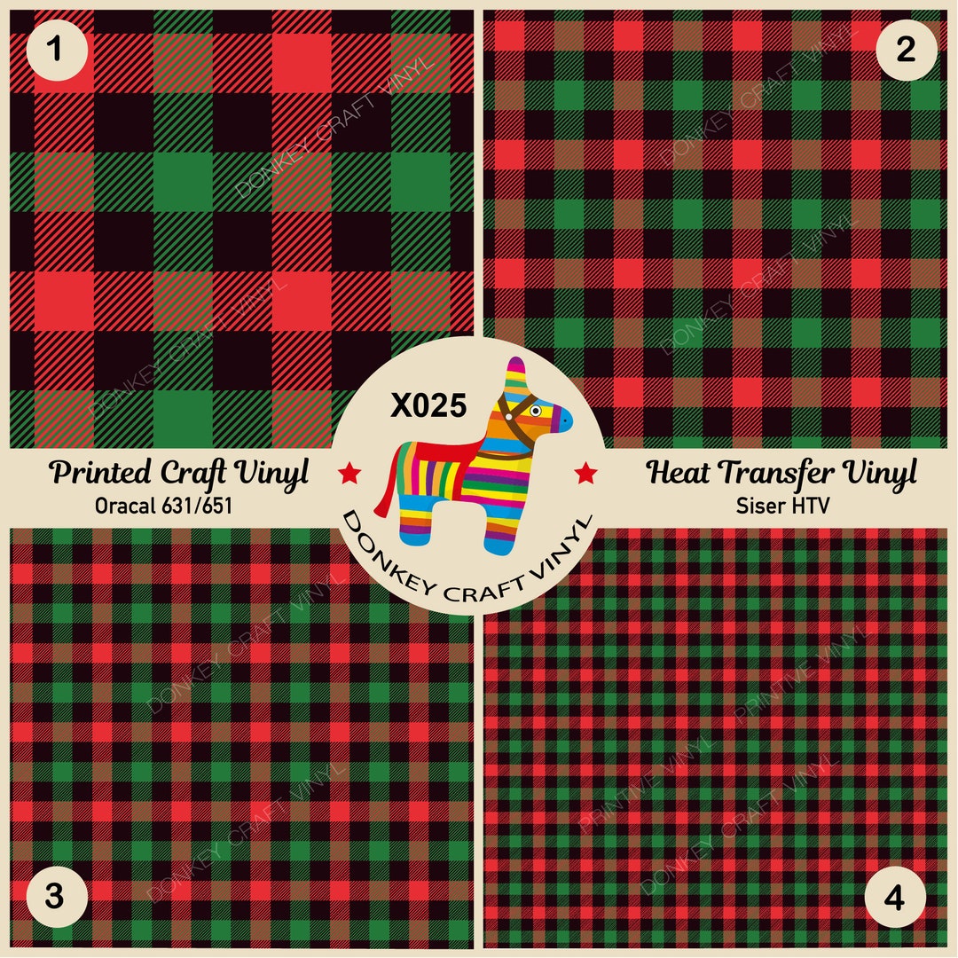 Christmas Tartan Plaid Printed HTV, Pattern Vinyl, Pattern HTV, Glitter ...