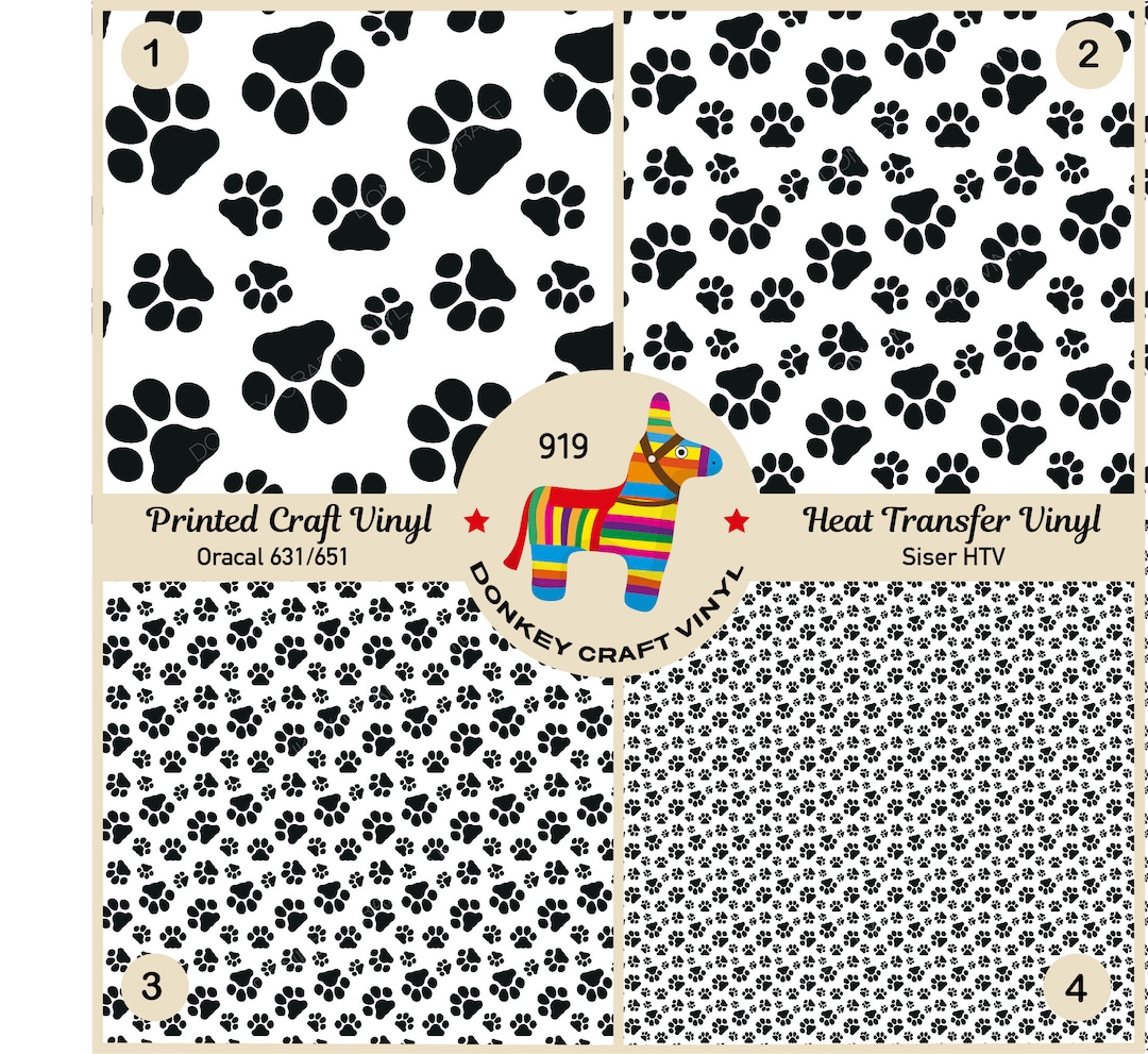 Patterned Vinyl | Dog Paw, Foot Print Printed HTV, Adhesive Craft Vinyl ...