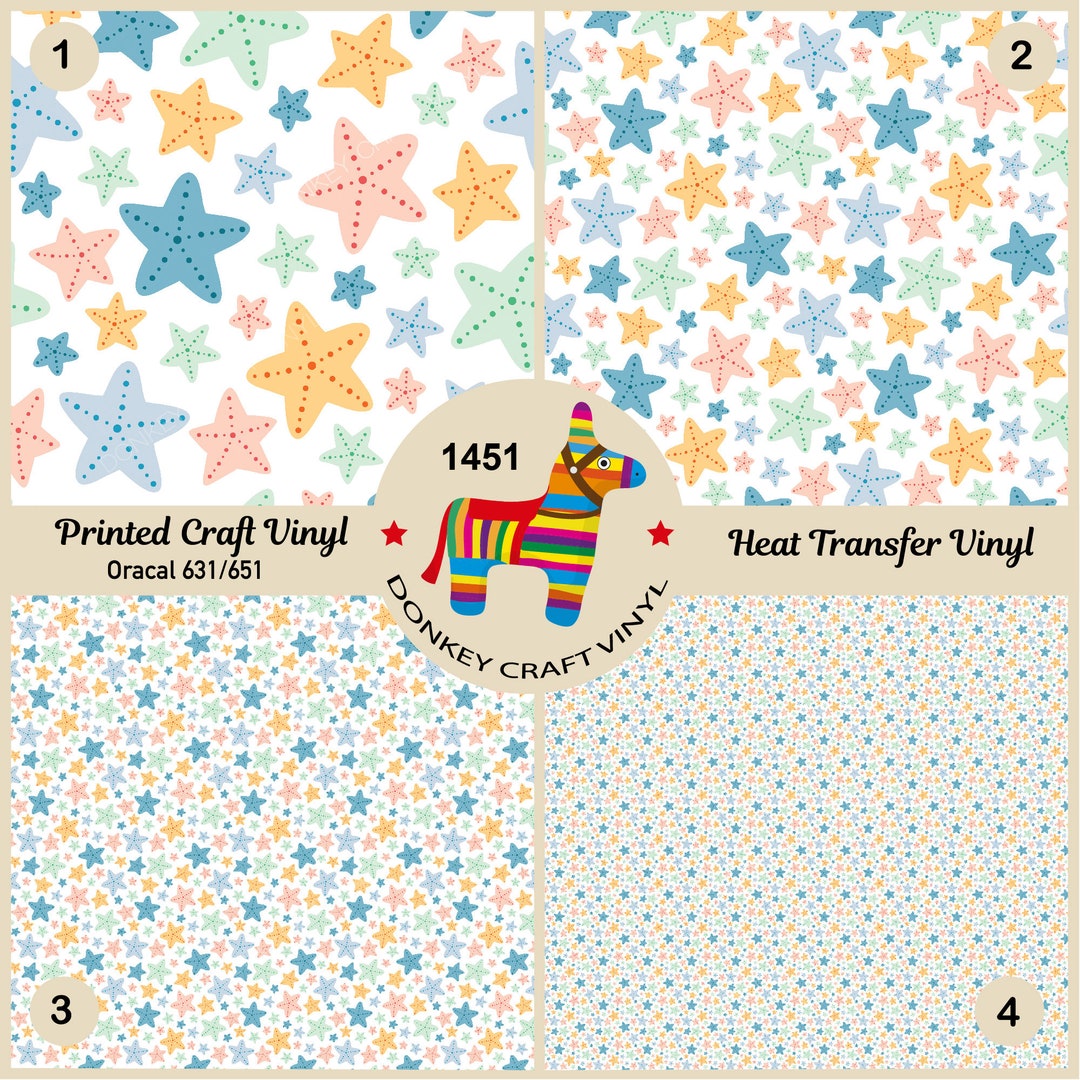 Star Starfish Printed HTV, Pattern Vinyl, Iron on Vinyl, Faux Leather ...