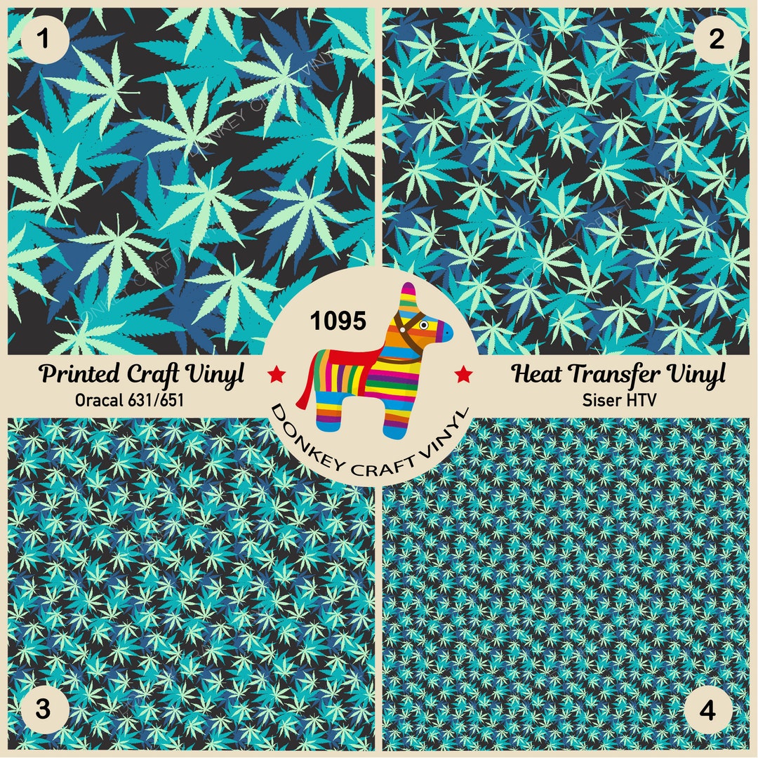 Marijuana Cannabis Weed Leaves Pattern HTV, Printed Vinyl, Faux Leather ...