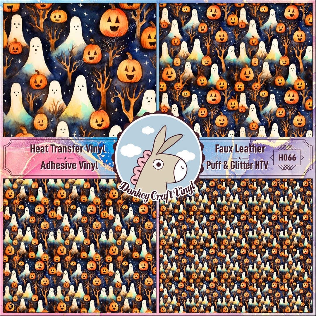 Halloween Pumpkin Printed Pattern HTV, Iron on Vinyl, Puff Heat ...