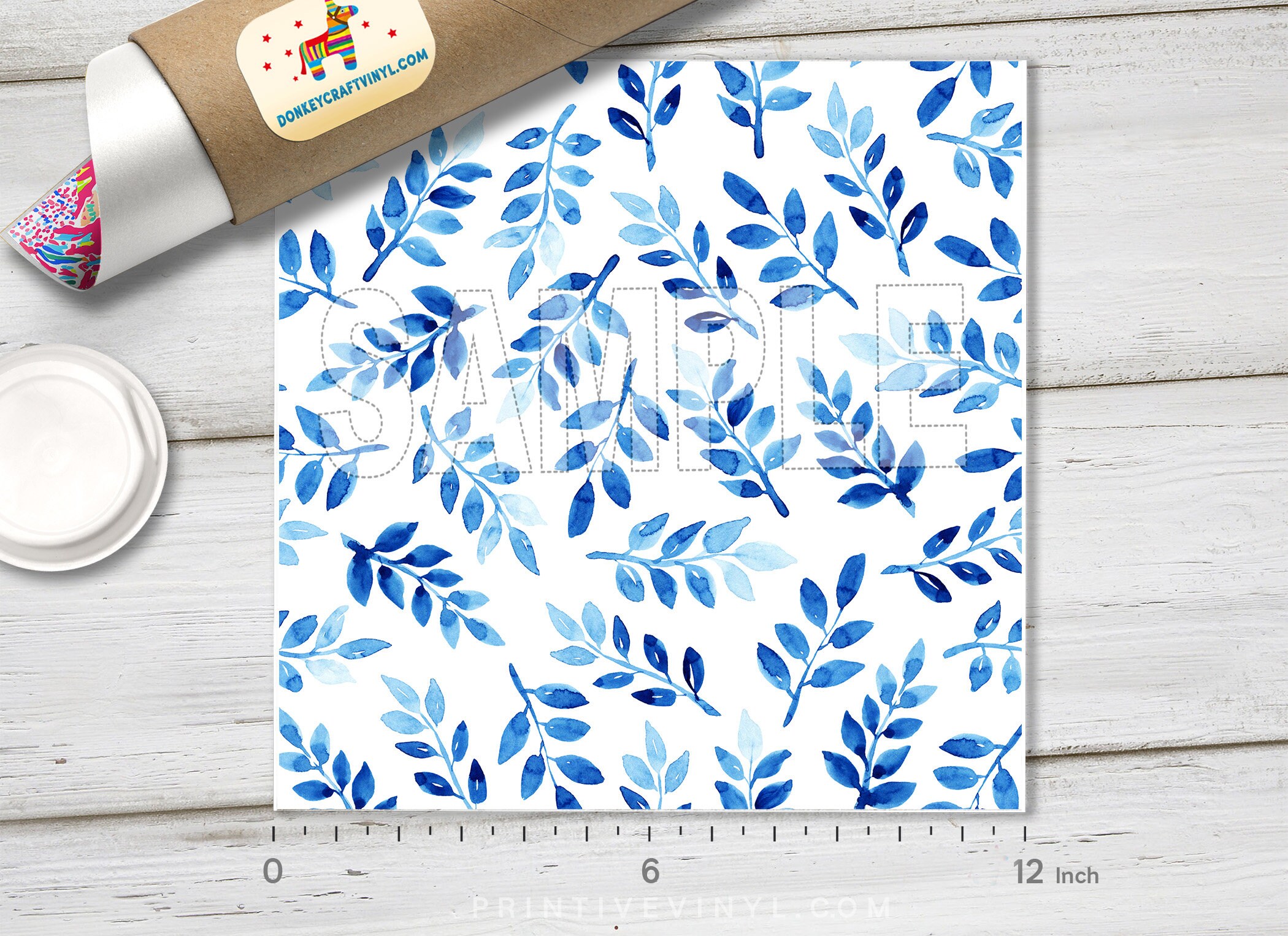 Bohemian Blue Leaves Printed HTV Pattern Vinyl Pattern HTV | Etsy