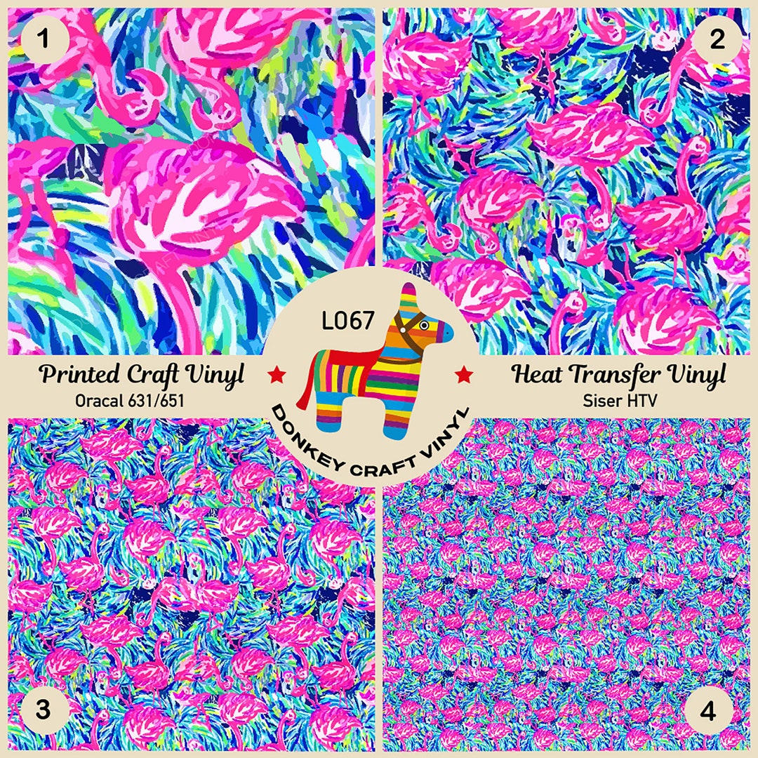 Summer Flamingo Pattern Vinyl, Glitter HTV, Patterned Iron on Vinyl, Faux Leather, Puff Heat ...