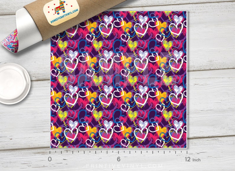 Abstract Love Graffiti Heart Printed HTV Pattern Vinyl Iron - Etsy