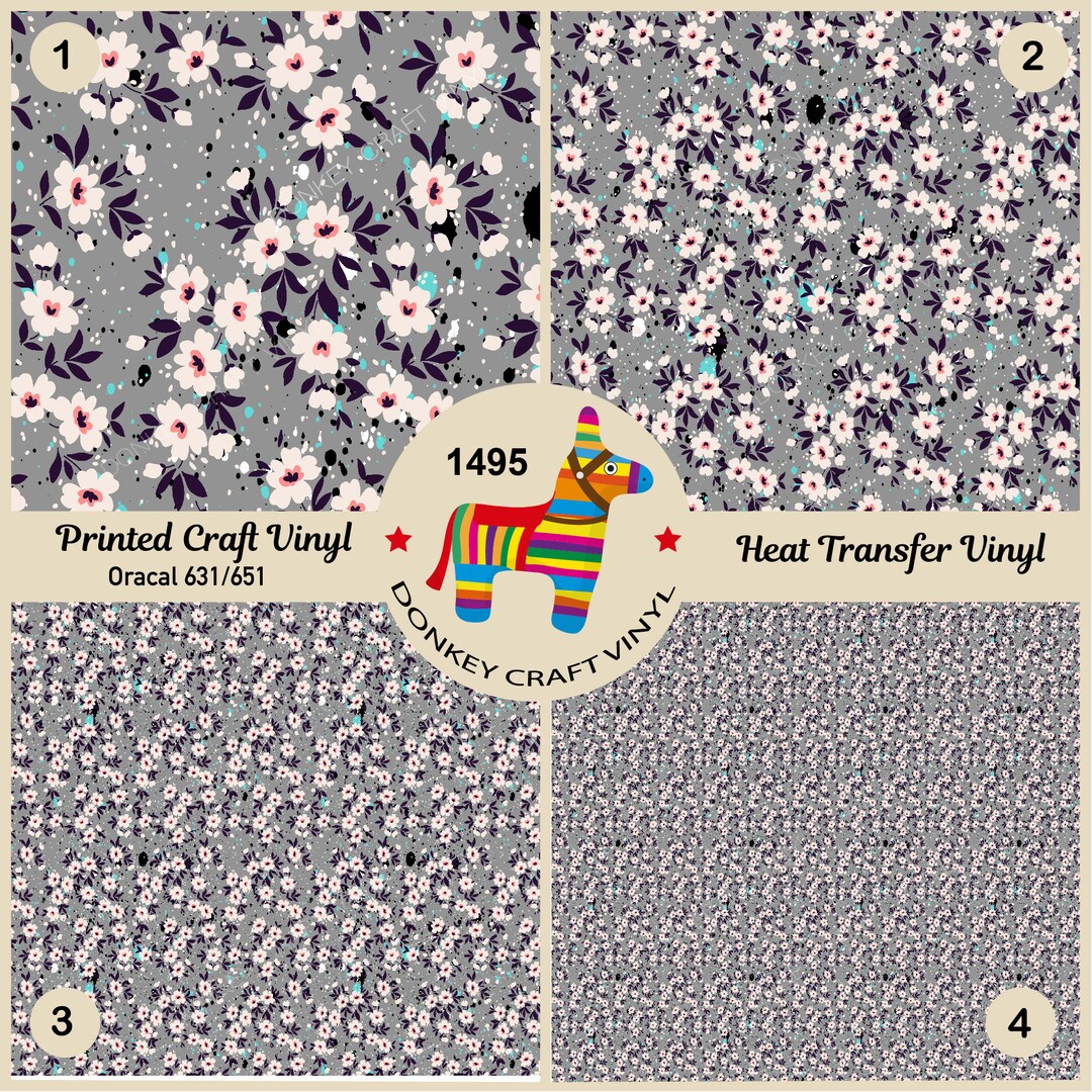 Small Flower Printed HTV, Pattern Vinyl, Patterned HTV, Iron on Vinyl ...