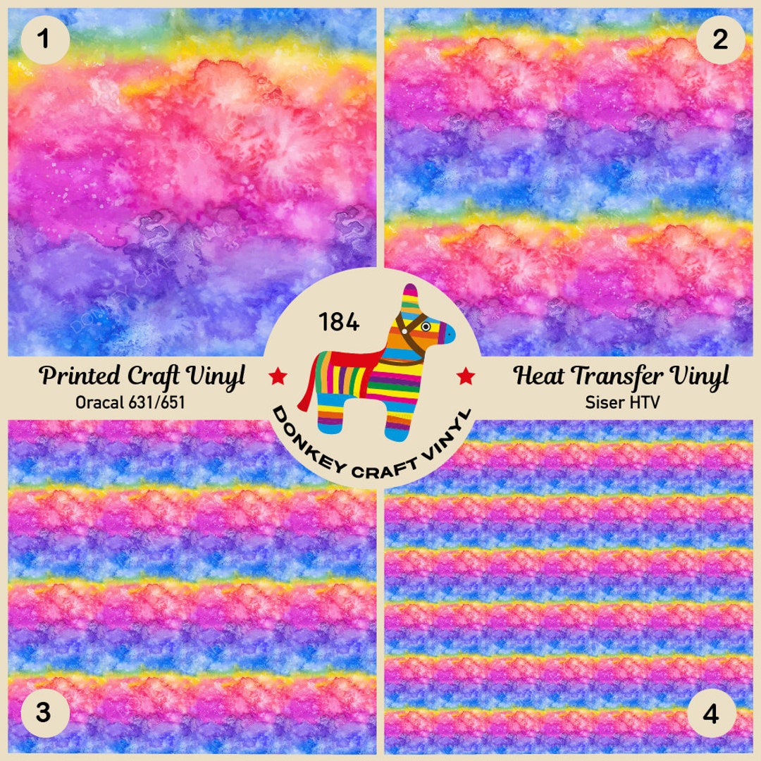 Rainbow Ombre Watercolor Printed HTV, Pattern Vinyl, Iron on Vinyl ...