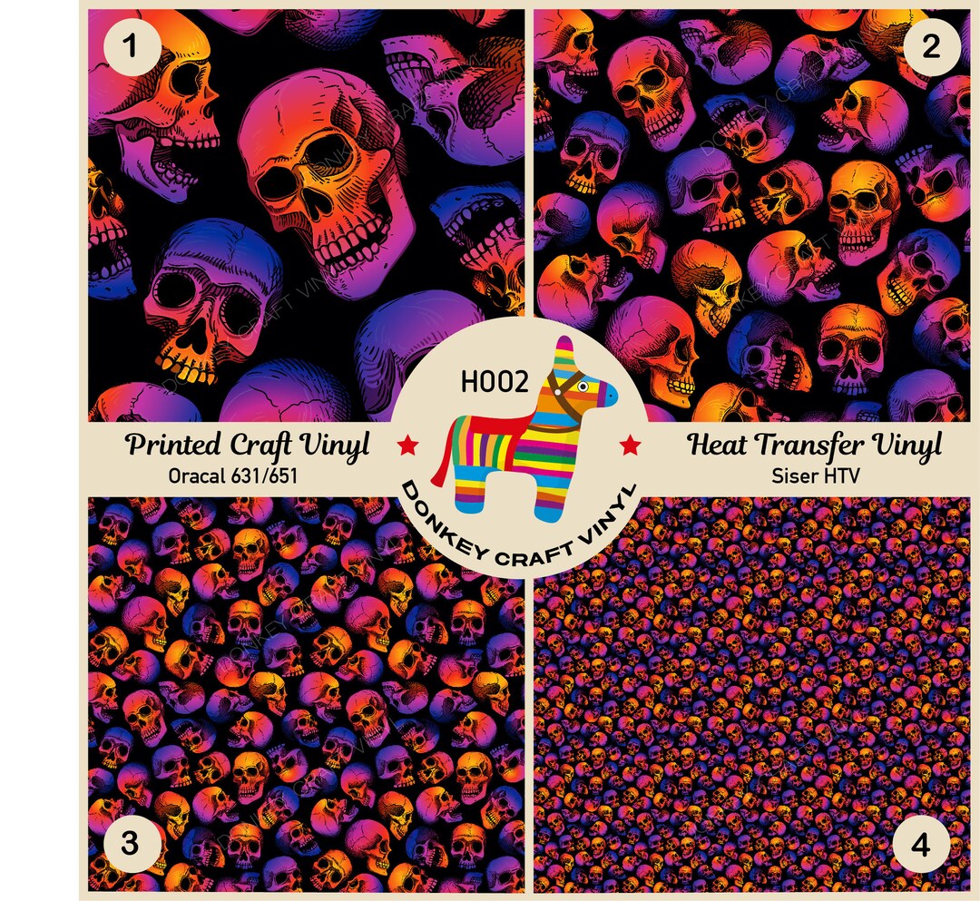 Halloween Skull Printed HTV, Pattern HTV, Iron on Vinyl, Pattern Vinyl ...