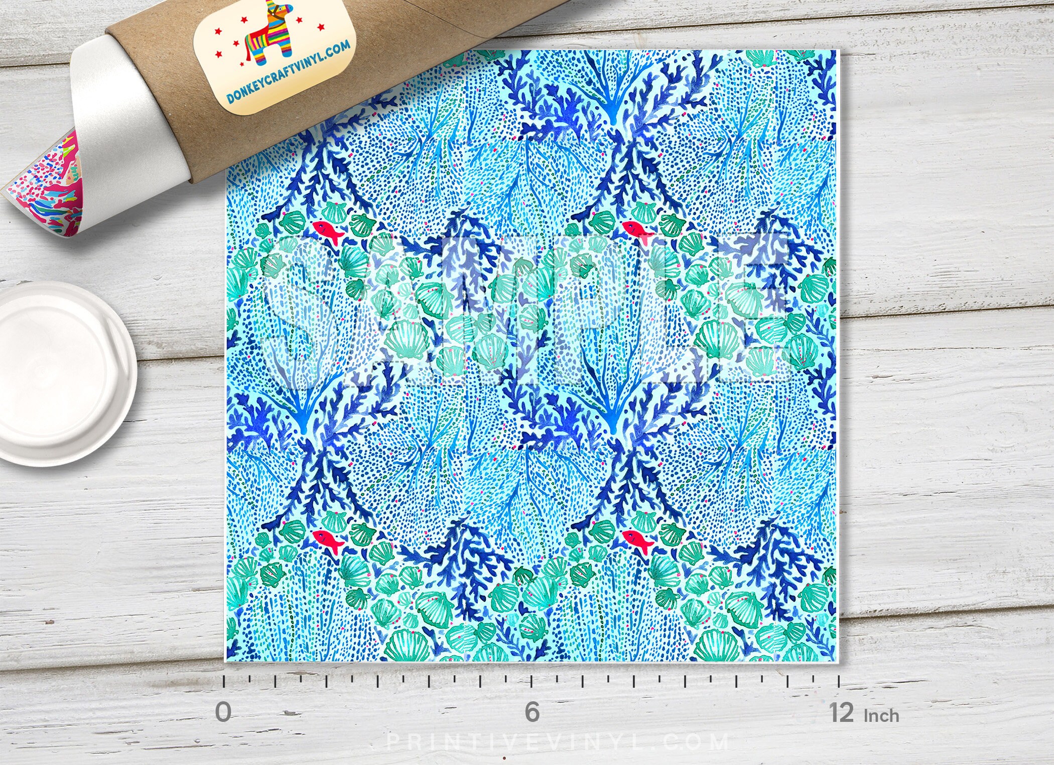 Summer Blue Reefs Pattern Vinyl Glitter HTV Patterned Iron - Etsy
