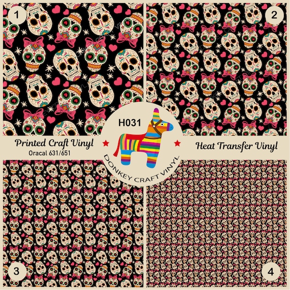 Sugar Skull Printed HTV Pattern HTV Iron on Vinyl Pattern | Etsy