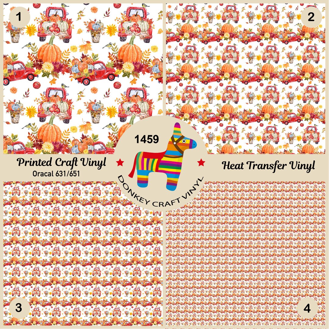 Farm Truck Pumpkins Pattern Printed HTV Pattern Glitter HTV - Etsy