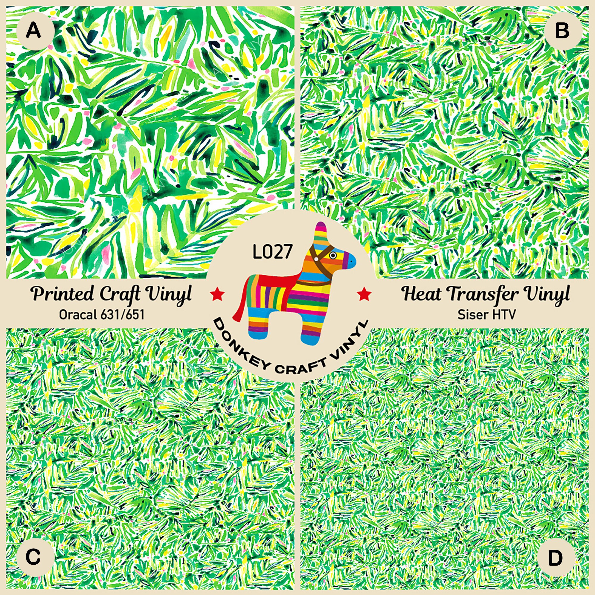 Green Tropical Pattern Vinyl Glitter HTV Patterned Iron on | Etsy