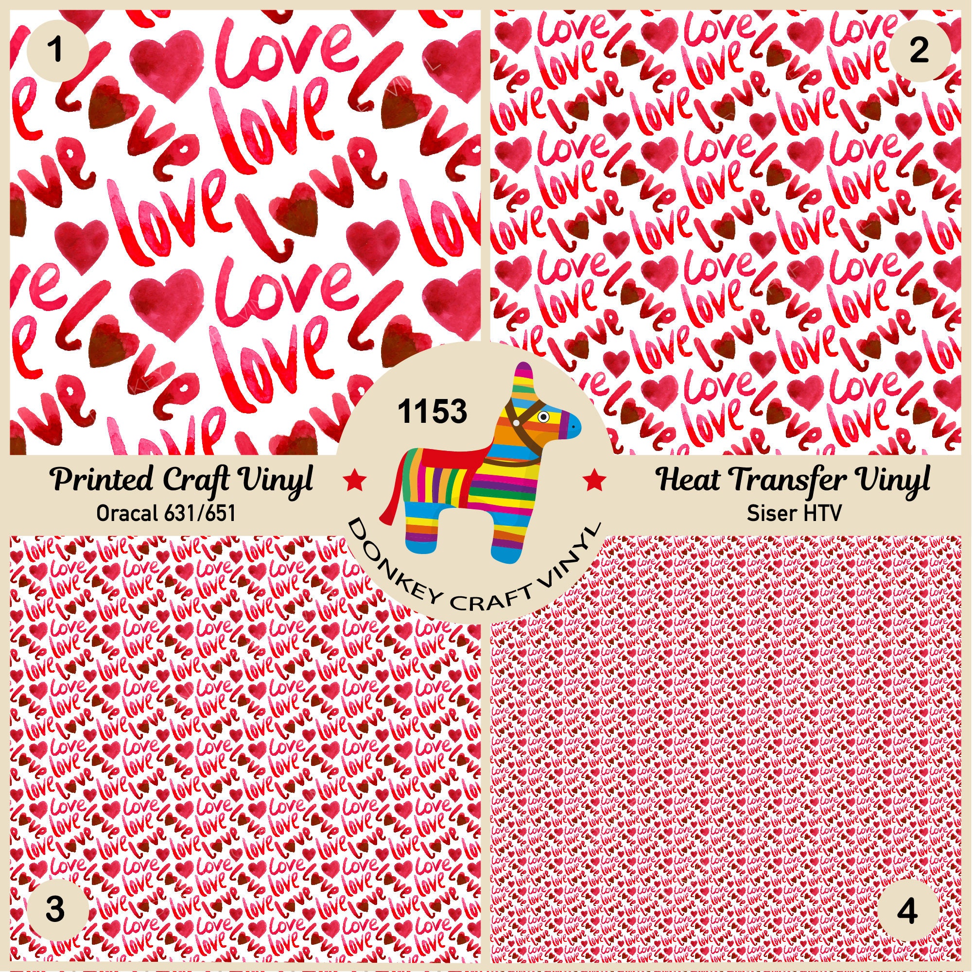 Love Heart Patterned HTV Iron on Vinyl Glitter HTV Siser | Etsy