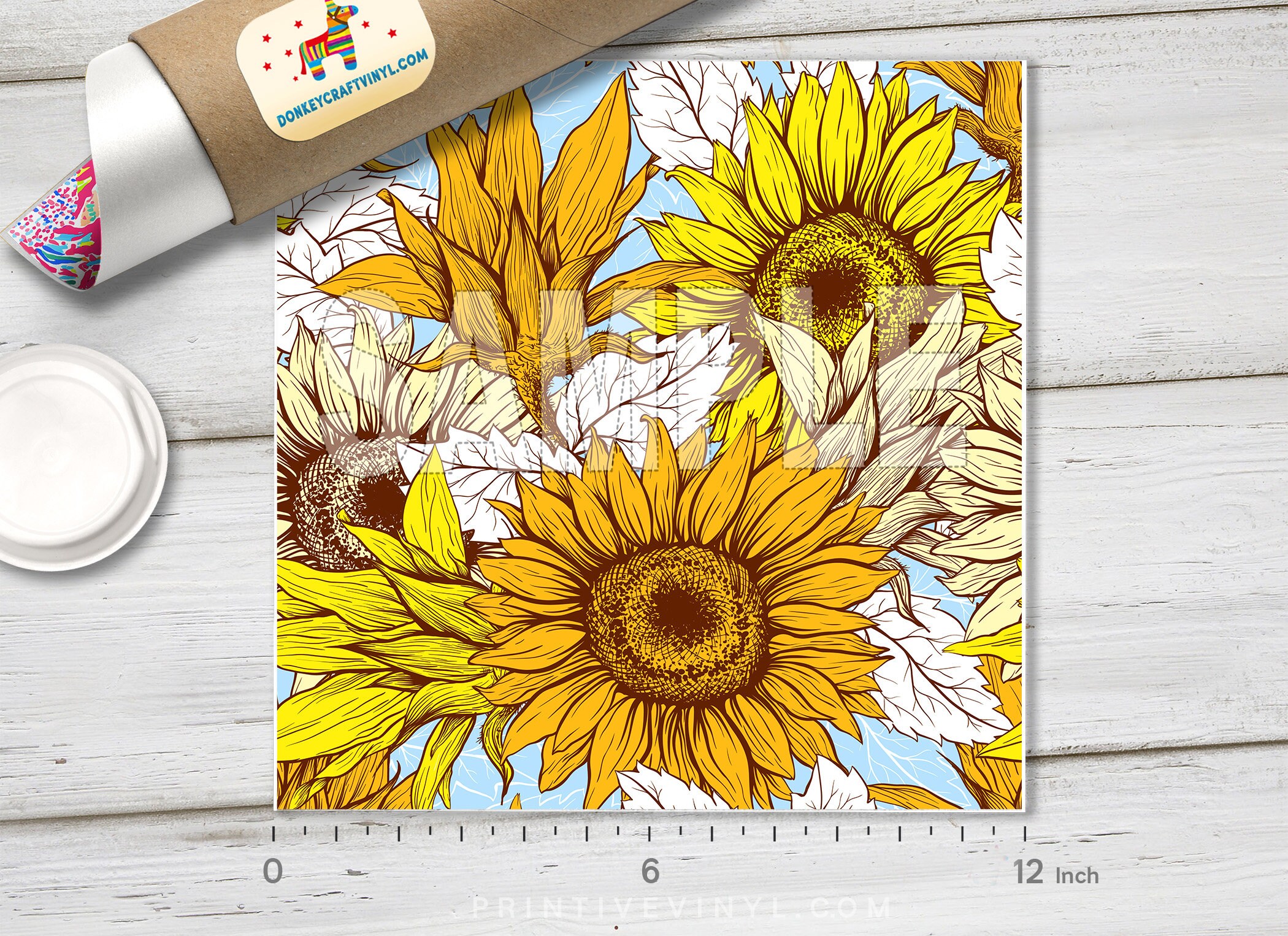 Yellow Sunflowers Printed HTV, Iron on Pattern Vinyl, Patterned HTV ...