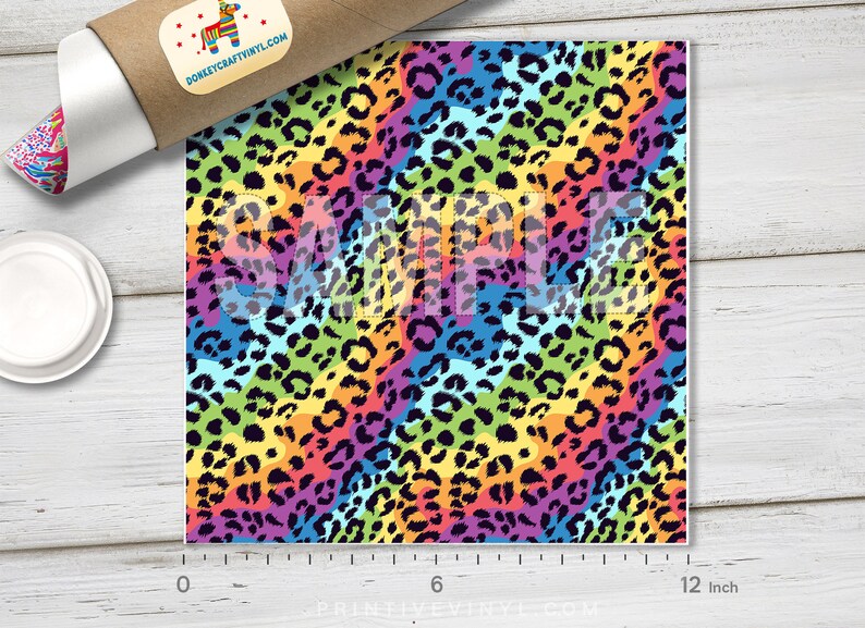 Rainbow Leopard Printed HTV Patterned HTV Pattern Vinyl - Etsy