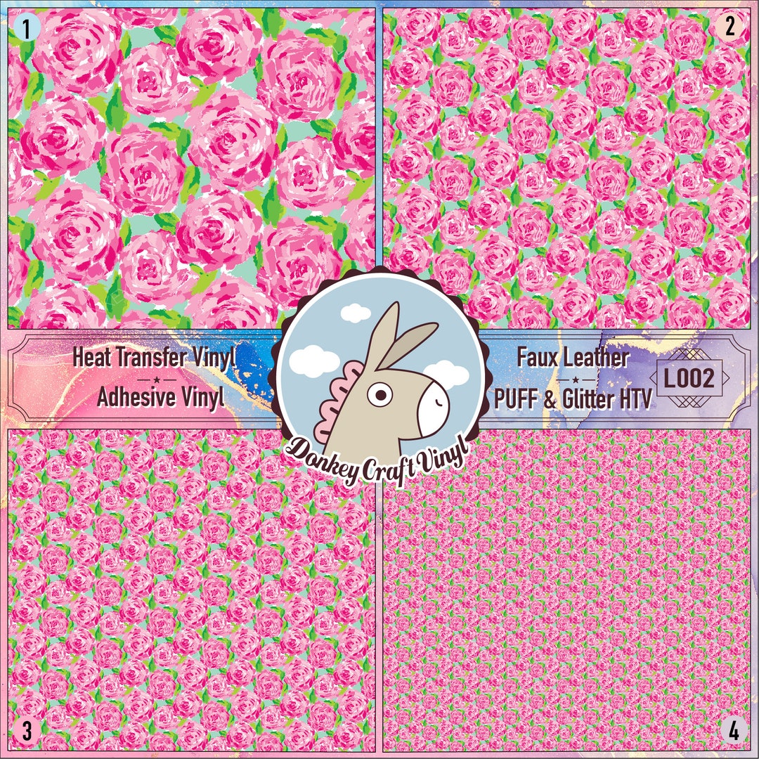 Pink Floral Printed HTV, Pattern Vinyl, Iron On, Glitter HTV, Patterned ...