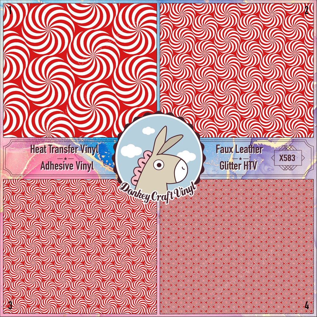 Red Christmas Swirl Candies Printed HTV, Pattern Vinyl, Patterned HTV ...