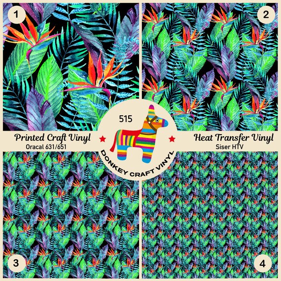 Watercolor Summer Tropical Leaves Printed HTV Pattern Vinyl | Etsy