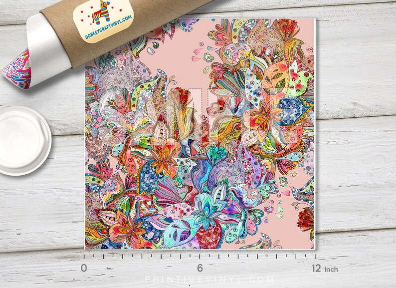 Watercolor Floral Bohemian Painting Printed HTV Pattern - Etsy