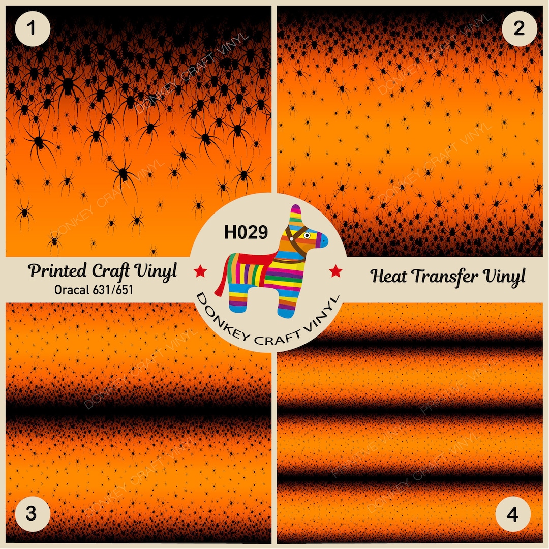 Halloween Gradient Spiders Pattern Printed HTV, Pattern Glitter HTV ...