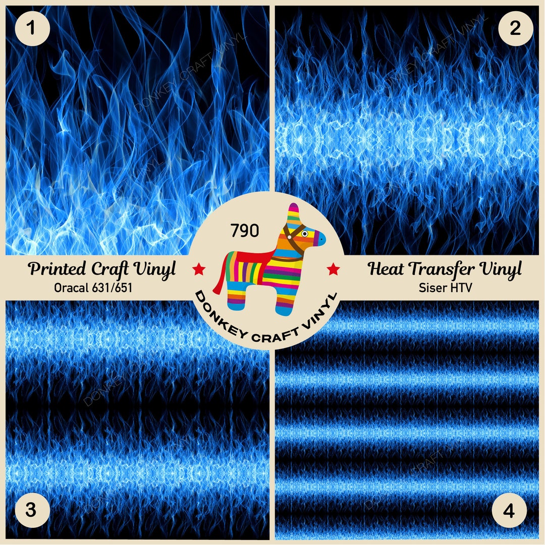 Blue Fire Flame Printed HTV, Pattern Vinyl, Iron on Vinyl, Glitter Faux ...