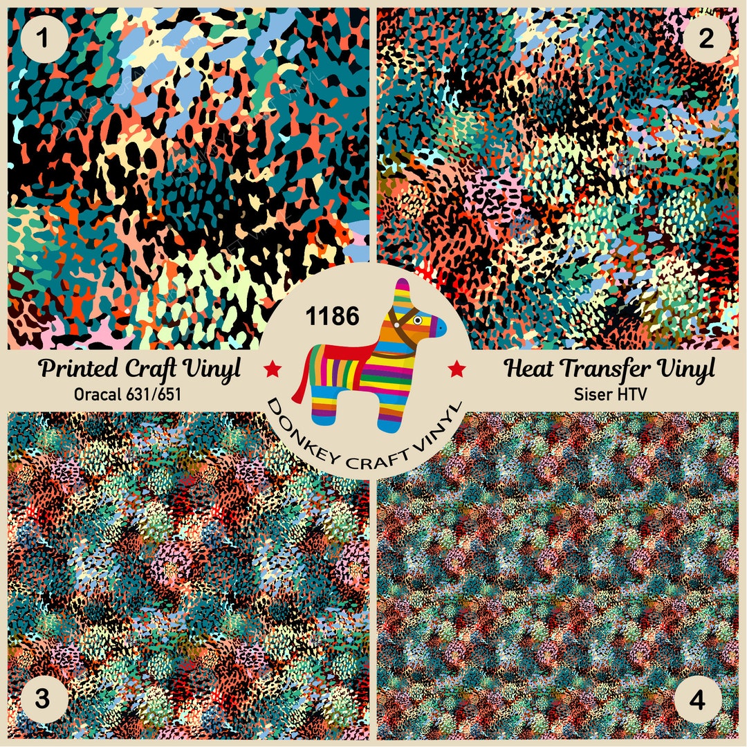 Abstract Leopard Printed HTV, Patterned Vinyl, Iron on Vinyl, Glitter ...